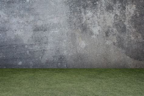 Concrete Wall And Green Grass Texture Background Stock Image Image