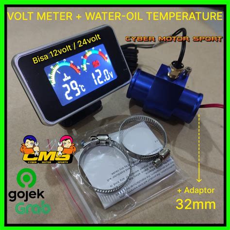 Jual Digital 2in1 Lcd Temperature Volt Meter 12v 24v Universal Gauge Dashboard Display