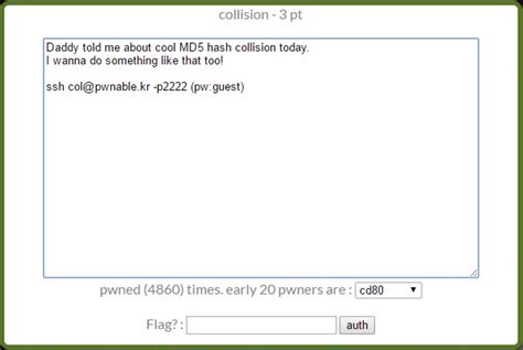 pwnable kr collision solution cybersecurity guide