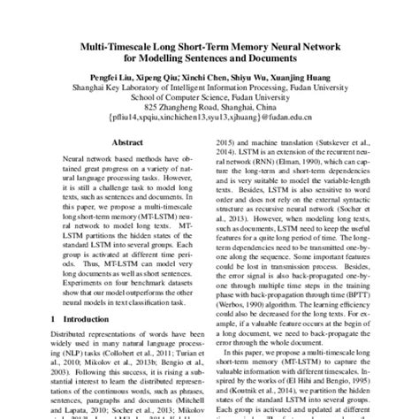 Multi Timescale Long Short Term Memory Neural Network For Modelling
