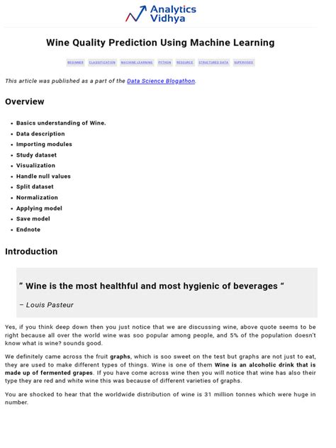 Wine Quality Prediction Using Machine Learning Pdf Wine Mean