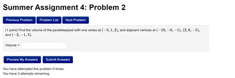 Solved Summer Assignment 4 Problem 2 Previous Problem