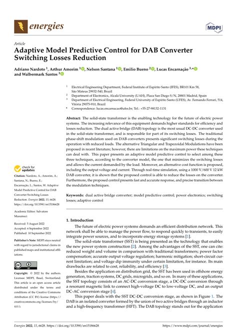 pdf adaptive model predictive control for dab converter switching