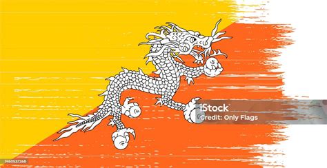 Png 또는 투명 배경에 격리된 브러시 페인트 질감이 있는 부탄 국기 기호 부탄 배너 템플릿 광고 홍보 디자인 벡터 탑 윈 스포츠 국가 개념에 대한 스톡 벡터 아트 및 기타