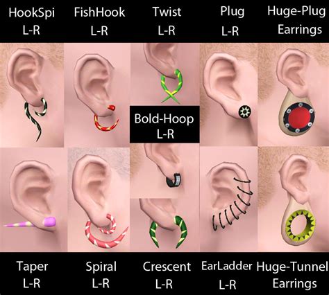 Mod The Sims Piercings 11 Items Set Semi Layerable