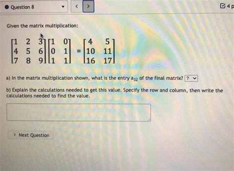 solved question 8 given the matrix multiplication [1 2