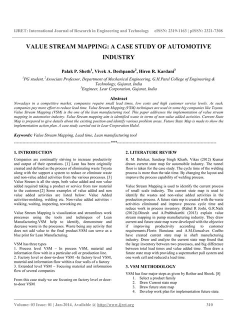 Value Stream Mapping A Case Study Of Automotive PDF