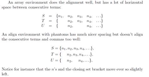 Horizontal Alignment Aligning Sets With Omitted Elements Tex