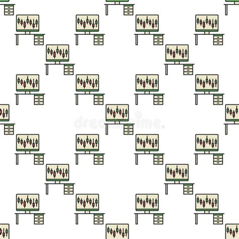 Desktop Computer With Candlestick Chart Vector Online Crypto Trading Colored Seamless Pattern