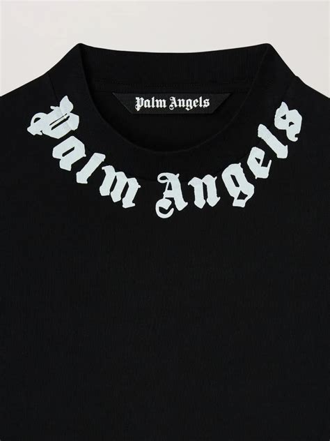 Neck Logo T Shirt Black In Black Palm Angels® Official