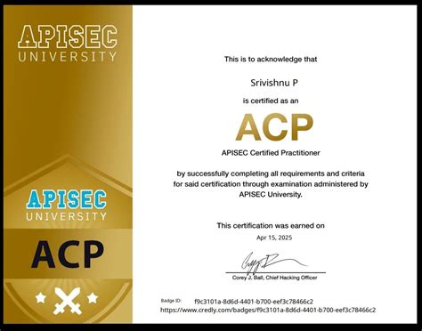 Apisec Acp Apisecurity Cybersecurity Infosec Appsec Certifications… Srivishnu P