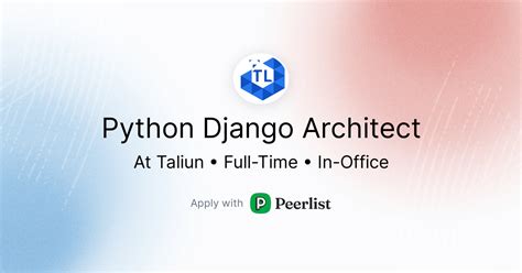Python Django Architect At Taliun