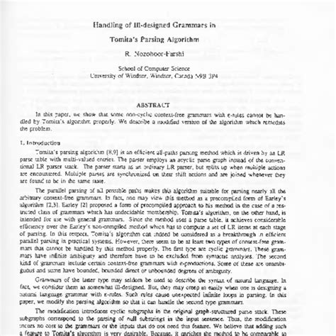 Handling Of Ill Designed Grammars In Tomitas Parsing Algorithm Acl Anthology