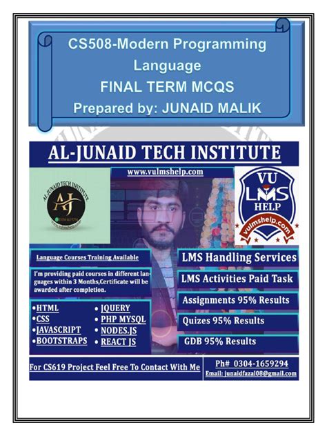 Cs508 Update Final Term Solved Mcqs By Junaid Pdf Pointer Computer Programming C Sharp
