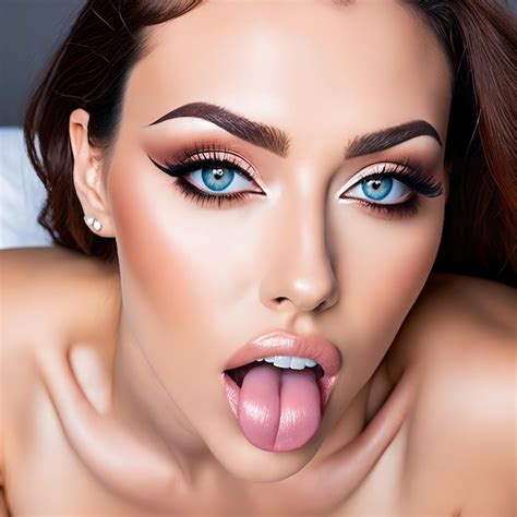 Woman Showing Tongue Premium Ai Generated Image