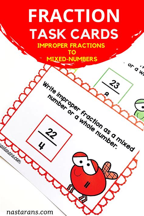 Improper Fractions To Mixed Numbers Task Cards Nastaran S Resources