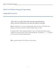 Sample Midterm Pdf ENGG1110 Sample Midterm Paper ENGG1110 Problem Solving By Programming