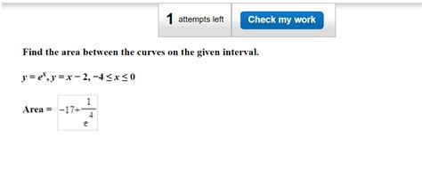 Solved Find The Area Between The Curves On The Given Chegg