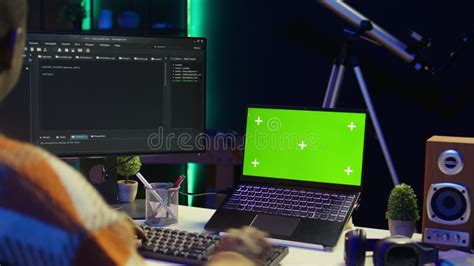 System Administrator Handling Software Optimization Next To Mockup Copy Space Stock Footage