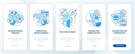 Sensory Branding Strategies Blue Onboarding Mobile App Screen Stock Vector Illustration Of