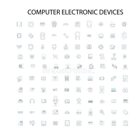 Computer Electronic Devices Icons Signs Outline Symbols Concept