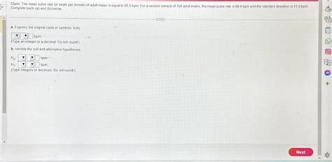 Solved Claim The Mean Pulse Rate In Beats Per Minute Of