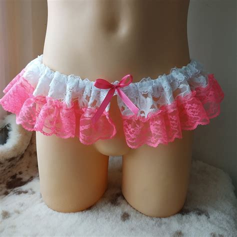 Mens Lace Skirt Pink Lace Micro Mini Skirt Half Slip Lingerie Sissy