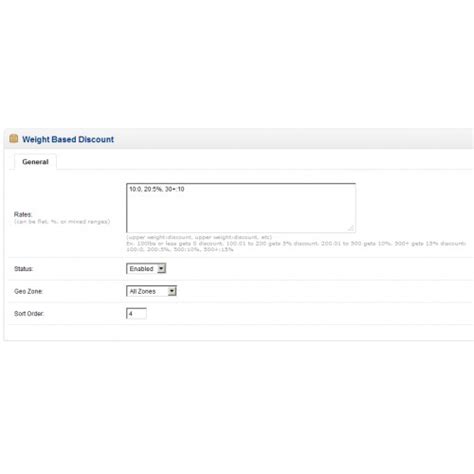 Opencart Weight Based Discount