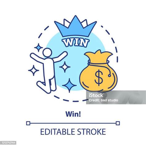개념 아이콘을 이겼습니다 잭팟 성공 아이디어 얇은 라인 일러스트 복권 카지노 승리 우승자 챔피언 돈 상금의 자루 행운과 행운