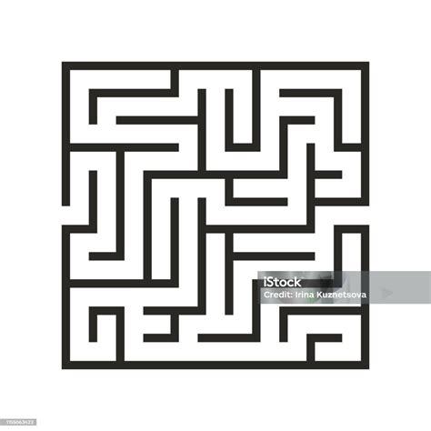아이 들을 위한 교육 로직 게임 미로 올바른 방법을 찾으십시오 흰색 바탕에 고립 된 간단한 사각 미로 블랙 라인 벡터 일러스트입니다 개념에 대한 스톡 벡터 아트 및 기타