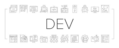 Premium Vector Dev Code Occupation Collection Icons Set Vector
