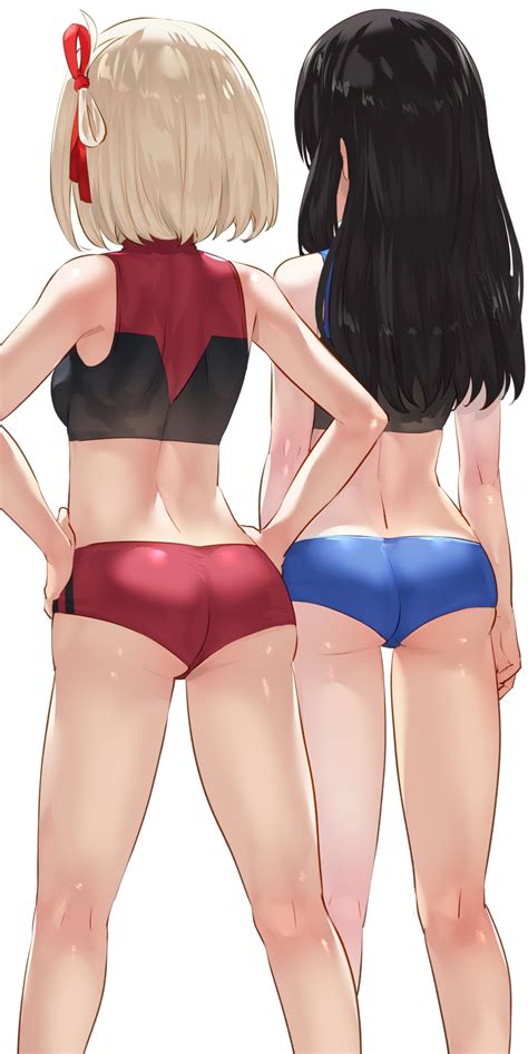 Uenoryoma Inoue Takina Nishikigi Chisato Lycoris Recoil Highres 2girls Ass Back Bare