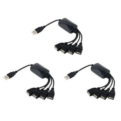 3x 1 Male To 4 Female Usb Hub Splitter Extend Cable Usb 2 0 Extension Data Cable Power Adapter