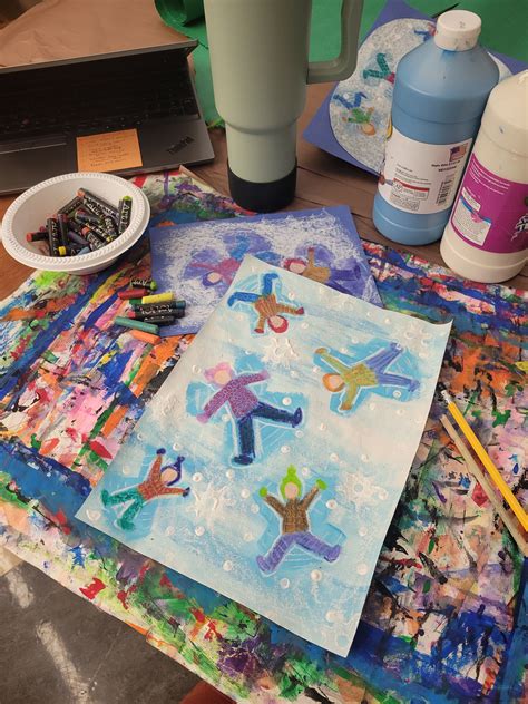 Snow Angels Project Winter Elementary Art Lesson School Art