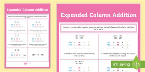 Expanded Column Addition Poster Maths Teacher Made Expanded Column Addition Poster Maths Teacher Made