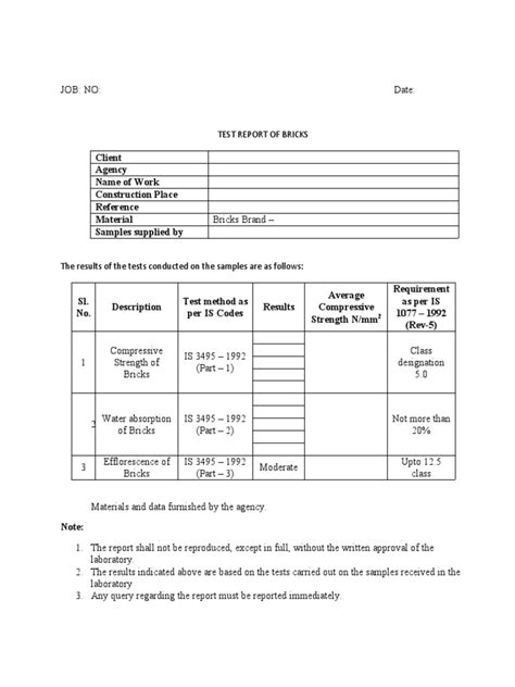 Brick Test Report Pdf