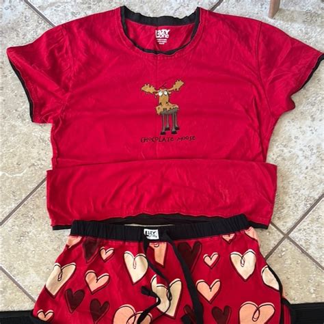Lazy One Intimates And Sleepwear Lazy One Red Chocolate Moose Pajama Set Poshmark
