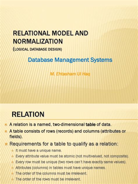 Relational Model And Data Normalization Pdf Relational Database Data Management