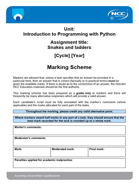 Introductuction To Programming With Python Sample Assignment Marking Scheme Pdf Method