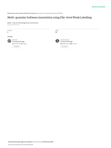 Emsemultigranularsoftwareannotationusingfilelevelweak