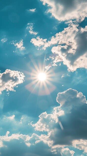 Premium Photo Blue Sky With Clouds And Sun Hd 8k Wallpaper