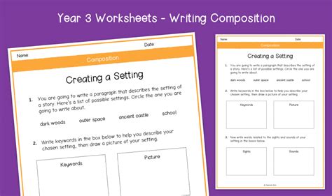 Year 3 Creating A Setting Worksheets Ks2 Writing Composition Primary English
