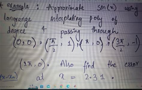 Solved Texample Approximate Sinx Using Langrange