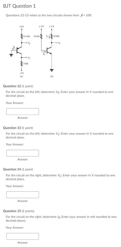 Solved BJT Question Questions Relate To The Two Chegg Com
