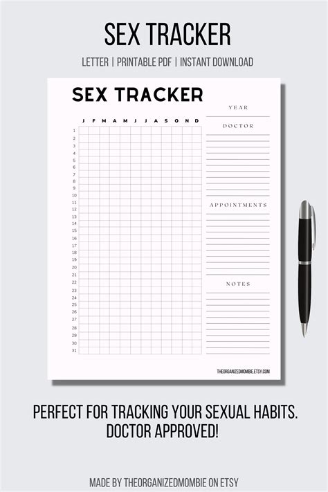 Sex Tracker Instant Download Couples Sex Printable Tracker Printable