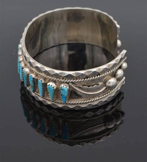 Vintage Sterling Silver Turquoise Navajo Cuff Bracelet