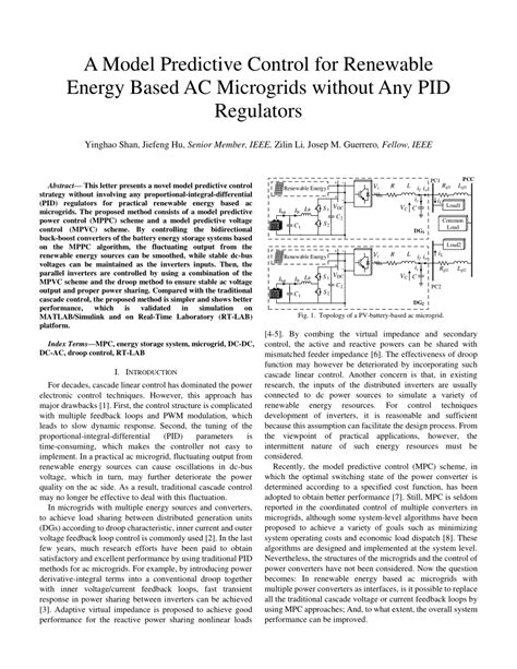 Pdf A Model Predictive Control For Renewable Energy Based Ac Microgrids Without Any Pid Regulators