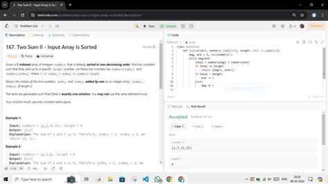 Kaviraj Gm On Linkedin Day28of100 100daysofcode Python Sortedarray Twopointers