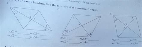 [answered] 1 Geometry Worksheet 9 4 Each Rhombus Find The Measure Of Kunduz