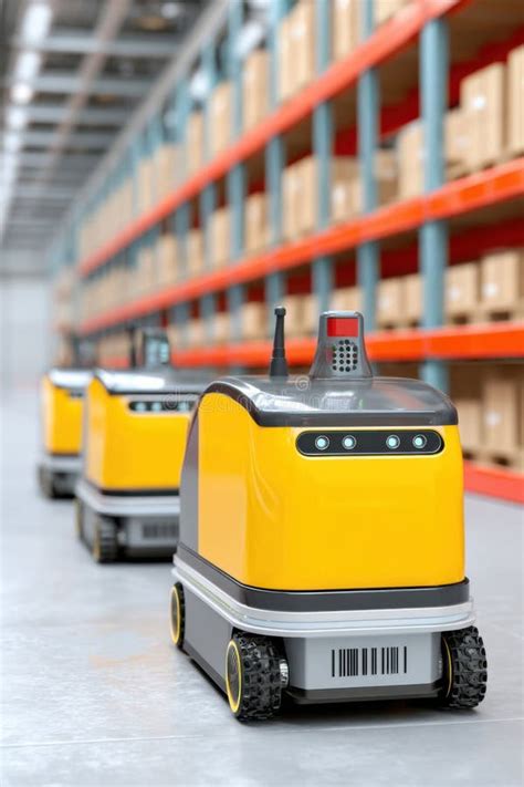 Autonomous Mobile Robots Transporting Goods In Warehouse Automated